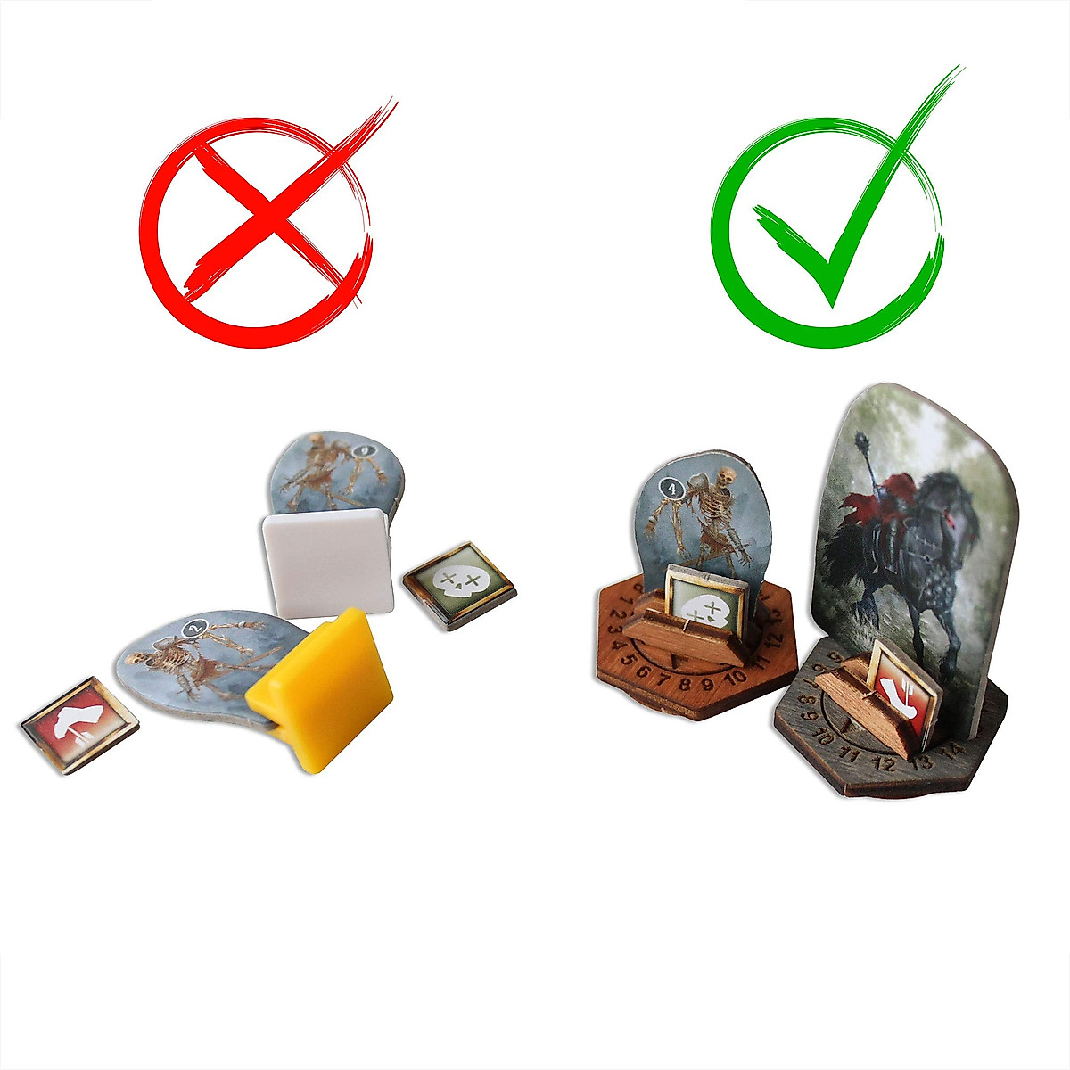 SMONEX Wooden Health Tracker 24 Pcs - Compatible with EU and US Gloomhaven Board Game and Frosthaven Board Game - Monster Stands Accessories