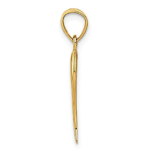 Solid 14k Yellow Gold Cornicello Italian Horn Protection Pendant Charm - 22mm x 4mm