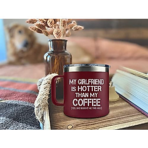 Fathers's Day Gifts for Boyfriend from Girlfriend - Boyfriend Fathers Day - Funny Gifts for Boyfriend - Boyfriend Birthday Gifts - Gifts for Him -Present for Boyfriend Novelty Coffee Mug 14oz, Red