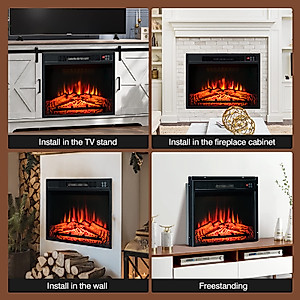 GOFLAME 23” Electric Fireplace Insert, Recessed Fireplace Heater with Remote Control & Touch Screen, Wall Mounted Electric Fireplace with Adjustable Flame Brightness and Timer, Overheating Protection