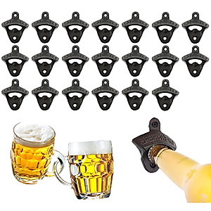 skyehomo 20 Pack Vintage Style Cast Iron Beer Bottle Openers Wall Mounted Bottle Openers with Mounting Screws Best for Bars kitchens KTV Hotels