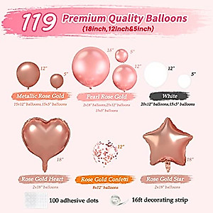 Rose Gold Balloon Arch Kit, JOGMAS 5/12/18 Inch Rose Gold Balloon Garland Kit with White Rose Gold Confetti Balloons for Woman Princess Girl Birthday Engagement Wedding Theme Party Decorations