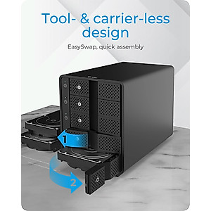 ICY BOX 5 Way Hard Drive Enclosure for 3.5 Inch Hard Drives Single Switchable Strapless USB 3.1 Gen2 (USB-C, USB-A) Fan Aluminium Black