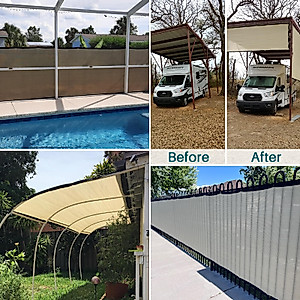 TANG 6' x 12' Beige Tan Fence Privacy Screen Fence Privacy Screen Windscreen Fence Netting Cover Privacy Blockage Excellent Airflow for Backyard Garden School with Zipties