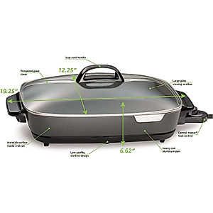 16 Inch Nonstick Electric Skillet - with Glass Cover Electric