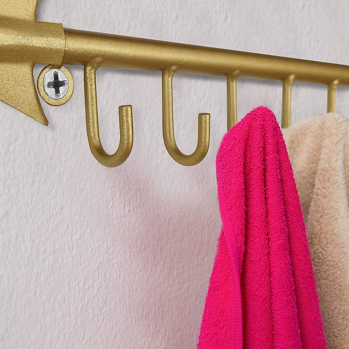 Urban Deco Wall Mounted Gold Arrow Shaped Jewelry Organizer Key Holders– 7 Hooks Metal Necklace Hanging Holder for Girls and Women (Gold)