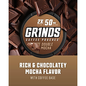 Grinds Coffee Pouches | 3 Cans of Double Mocha | 18 Pouches Per Can | 1 Pouch eq. 1/4 Cup of Coffee (Double Mocha)