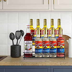 Coffee Syrup Organizer Rack, 2 Tier Coffee Syrup Stand Holder for Coffee Bar, 10 Bottles Wine Bottle Holder, Coffee Station Organizer Storage Shelf for Cocktail, Dressing, Coffee Bar Accessories