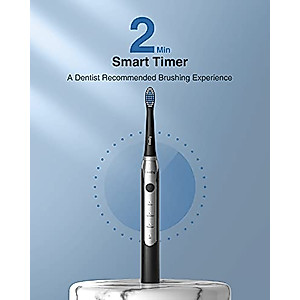 Dnsly Ultrasonic Toothbrush Electric Sonic Toothbrush for Adults and Kids, 3 Modes Rechargeable Whitening Electric Toothbrush, 2 Minutes Smart Timer, 2 Hour Charge for 30 Days Use, Black 710