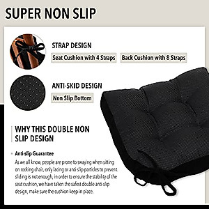 Tromlycs Indoor Rocking Chair Cushion for Rocking Chair Pads Back and Seat Sets with Ties 2 Piece Black