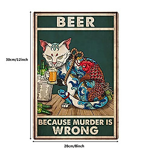 Bakaevsm Coffee Skull Tin Sign Old Fashioned Because Murder Is Wrong Poster Toilet Bathroom Bar Kitchen Club Coffee Shop Home Wall Decoration 8x12 Inches