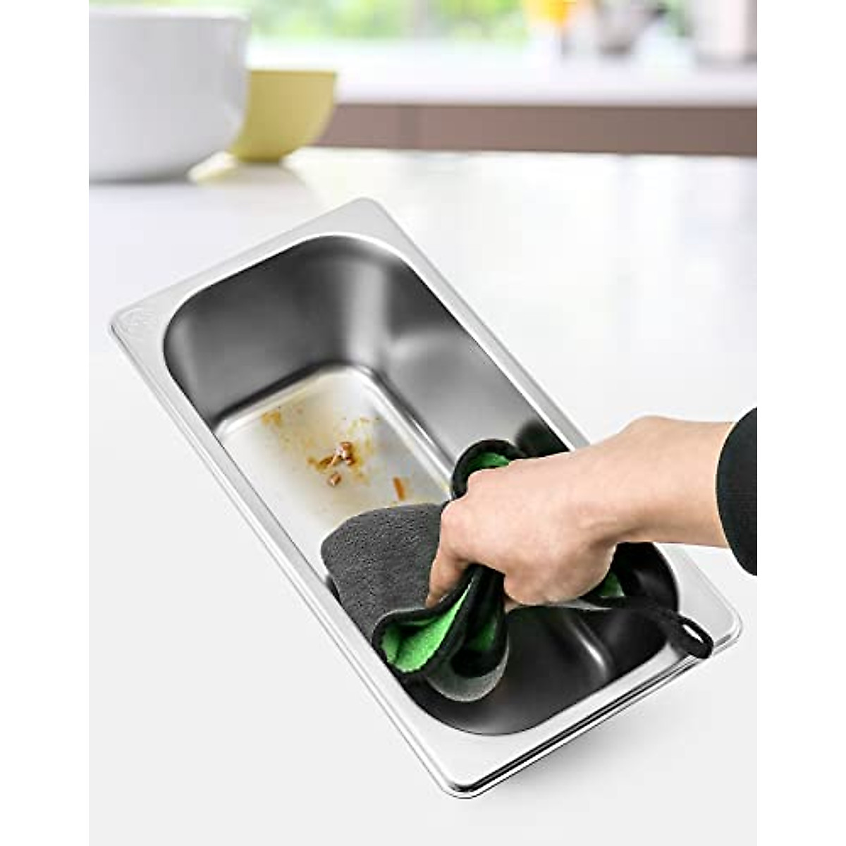 QWORK 1/3 Size Steam Table Pans, 6 Pack 4 Inch Deep 304 Stainless Steel Commercial Food Warmers, for Restaurants and Hotels, Anti-Clogging Table Steaming Pan