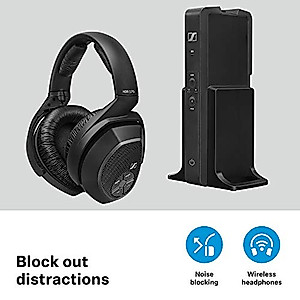 Sennheiser RS 175 RF Wireless Headphone System for TV Listening with Bass Boost and Surround Sound Modes,Black