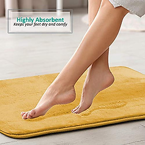Clara Clark Bath Mat – Memory Foam Bath Mat - Soft Bathroom Rug - Non Slip and Super Absorbent - Fast Drying Machine Washable Bath Mat - Gold - Large Size 20” x 32”