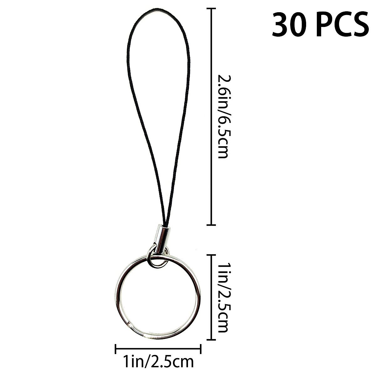 IFAMIO 30 Pcs Key Rings with Lanyards for MP3 MP4 Player Split Key Chain Rings with Nylon Strap Cord for USB Flash Drive Cellphone