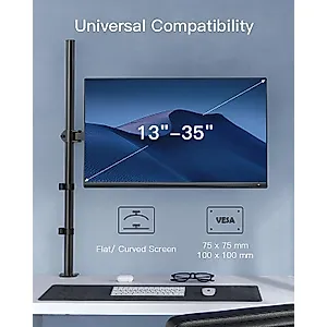 HUANUO Single Monitor Stand Desk Mount, Extra Tall 39 Inch Fully Adjustable Stand Computer Mount for 13-32 In Screen, Ultra Wide Screen to 35in, Monitor Arm Holds up to 22lbs with C Clamp/Grommet Base