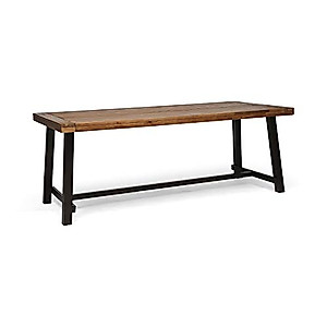 Great Deal Furniture Beau Outdoor Eight Seater Wooden Dining Table, Teak and Rustic Metal Finish