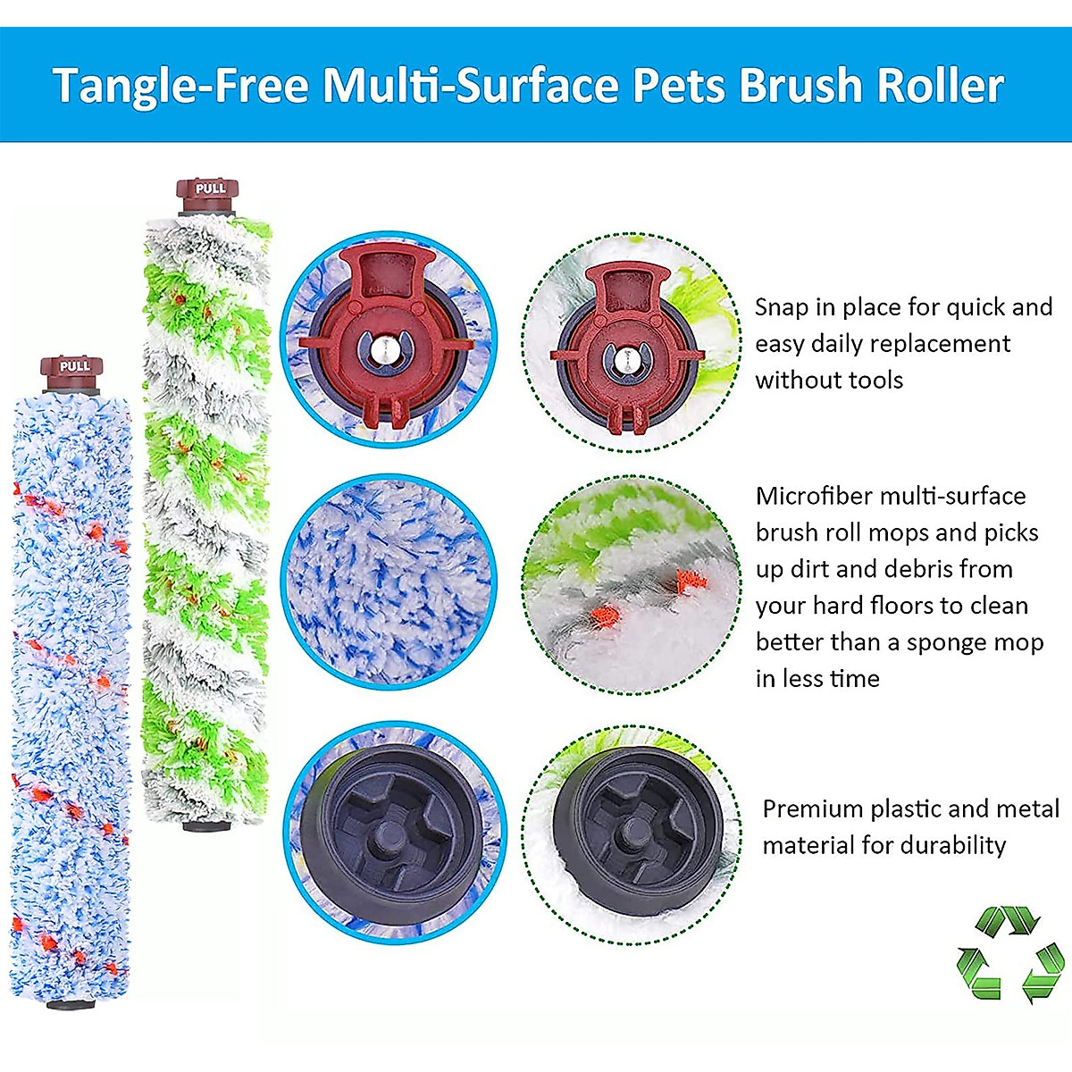 for Bissell CrossWave Pet Pro 2306A CrossWave 1785 Series Replacement Parts 1 Pack 2460+1 Pack 1868 Multi-Surface Pet Pro Cleaner Brush Rolls Tangle-Free+4 Pack 1866 Vacuum Filter Part 1613568 1608684