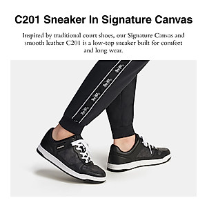 Coach Men's C201 Signature Sneaker, Black, 10
