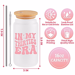 COCOGIFTS 30th Birthday Gifts for Her women - 30th Birthday Decorations for Her - 30 Year Old Gift Ideas for Women - In My Thirties Era - 16 Oz Coffee Glass Cup