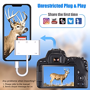 DenicMic SD CF Card Reader for iPhone iPad, SD CF Card Reader Compact Flash Reader Camera Memory Card Reader with Charging Port Camera Accessories Compatible to SD, SDHC, SDXC, TF Cards