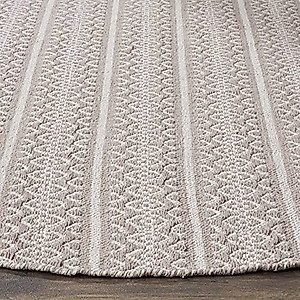 SAFAVIEH Montauk Collection 8' x 10' Ivory/Grey MTK341A Handmade Flatweave Boho Farmhouse Cotton Living Room Dining Bedroom Area Rug