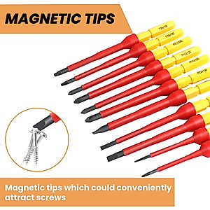 Mulwark 13-Piece Premium CR-V Insulated Screwdriver Set with 1000V Tools – Includes Phillips, Slotted, Pozidriv, and Torx Screwdrivers for Professional Use