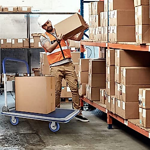 Upgraded Lifetime Appliance Large Foldable Push Cart Dolly | 330 lbs. Capacity Moving Platform Hand Truck | Heavy Duty Space Saving Collapsible | Swivel Push Handle Flat Bed Wagon