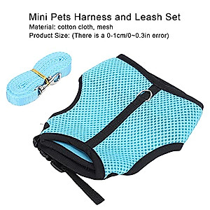 Rabbit Harness Set, Adjustable Buckle Breathable Small Animals Vest Harness Set with Mesh Leash for Rabbit Squirrel Bunny Ferret Guinea Pig(S)