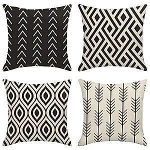 Sanwarm Throw Pillow Covers Home Decor Set of 4 Camouflage Dot Abstract Paint Black Pillow Cases Decorative 18 x 18 Inches Outdoor Cushion Couch Sofa Pillowcases