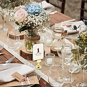 Urban Deco 16 Pieces Table Card Holder 1.6 inches Gold Steel Card Holders for Photos, Food Signs, Memo Notes, Weddings, Restaurants, Birthdays. (Gold)