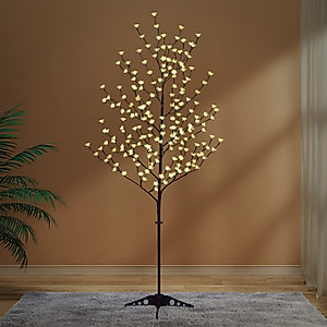 LIGHTSHARE 6.5 feet 208L LED Lighted Cherry Blossom Tree, Warm White, Decorate Home Garden, Spring, Summer, Wedding, Birthday, Christmas Holiday, Party, for Indoor and Outdoor Use