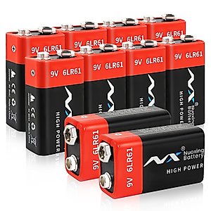 Tsrwuily 9V Batteries - Alkaline 9 Volt Battery 10 Counts - Ultra Long Lasting with a 10 - Year Shelf Life