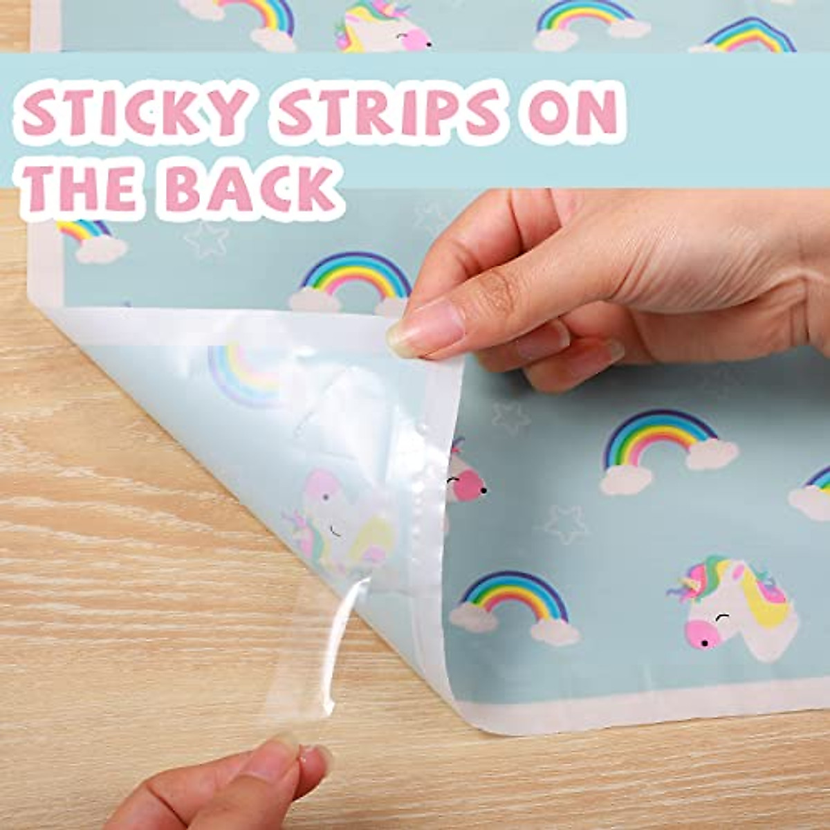 Sawysine Disposable Stick on Placemats for Baby and Kids, Restaurant Table Mats Sticky Waterproof Unicorn Place Mats for Toddler Travel Schools Family (50 Pcs)