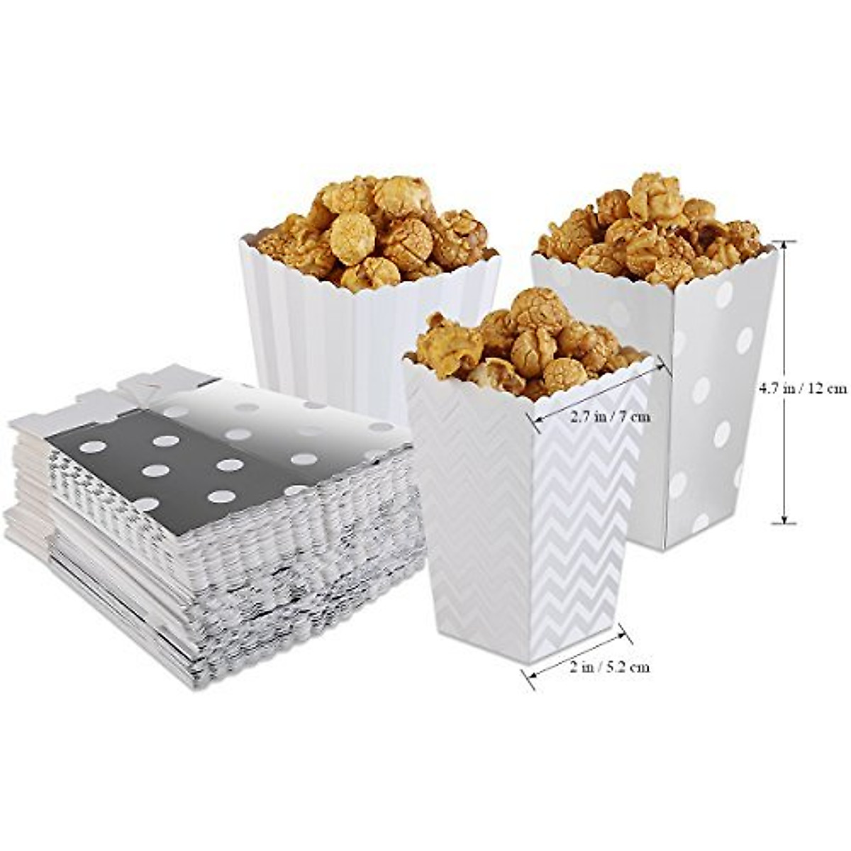 NUOLUX Popcorn Boxes Cardboard Candy Container 50pcs Silver Color