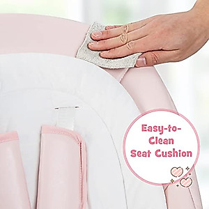 BABY JOY Baby Swings for Infants, 3 in 1 Foldable High Chair w/ 8 Adjustable Height, 5-Position Backrest, 3 Timer Settings, 12 Melodies and 5 Natural Sounds, Booster Seat for Dining Table (Pink)