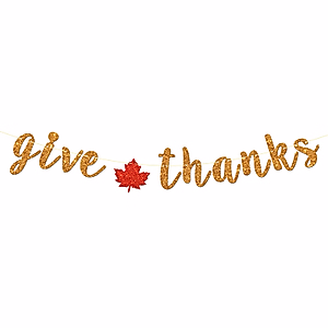 Rose Gold Give Thanks Banner - Thanksgiving Party Decoration - Thanksgiving Sign - Thanksgiving Home Decoration