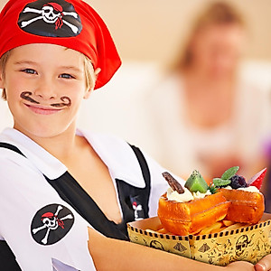 Junkin 50 Pcs Pirate Party Supplies Decorations Pirate Paper Food Trays Nautical Theme Party Favors Disposable Snack Box Boat for Halloween Pirate Caribbean Birthday Baby Shower (Brown)