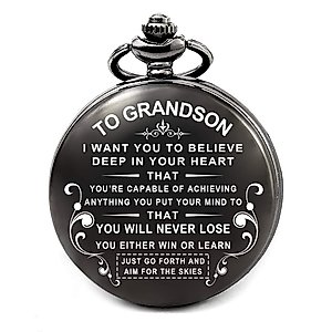 levonta Grandson Graduation Gifts Engraved Pocket Watch, Grandson Gifts from Grandma and Grandpa for Birthday Christmas (to My Grandson)