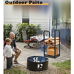 Artibear Small Firewood Rack Holder for Indoor Fireplace, 2-Tier Fire Wood Log Storage Stacker Stand for Outdoor Patio, Black