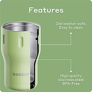 BOBBER Pack of 12 oz Insulated Stainless Steel Travel Mug & 20 oz Sport Tritan Bottle 100% Leakproof & Dishwasher safe (Mint Cooler)