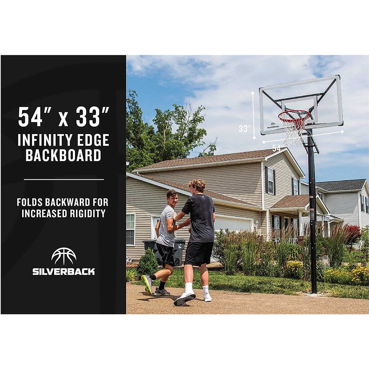 Silverback NXT 54" In-Ground Basketball Hoop with Adjustable-Height Backboard and QuickPlay Design , Black