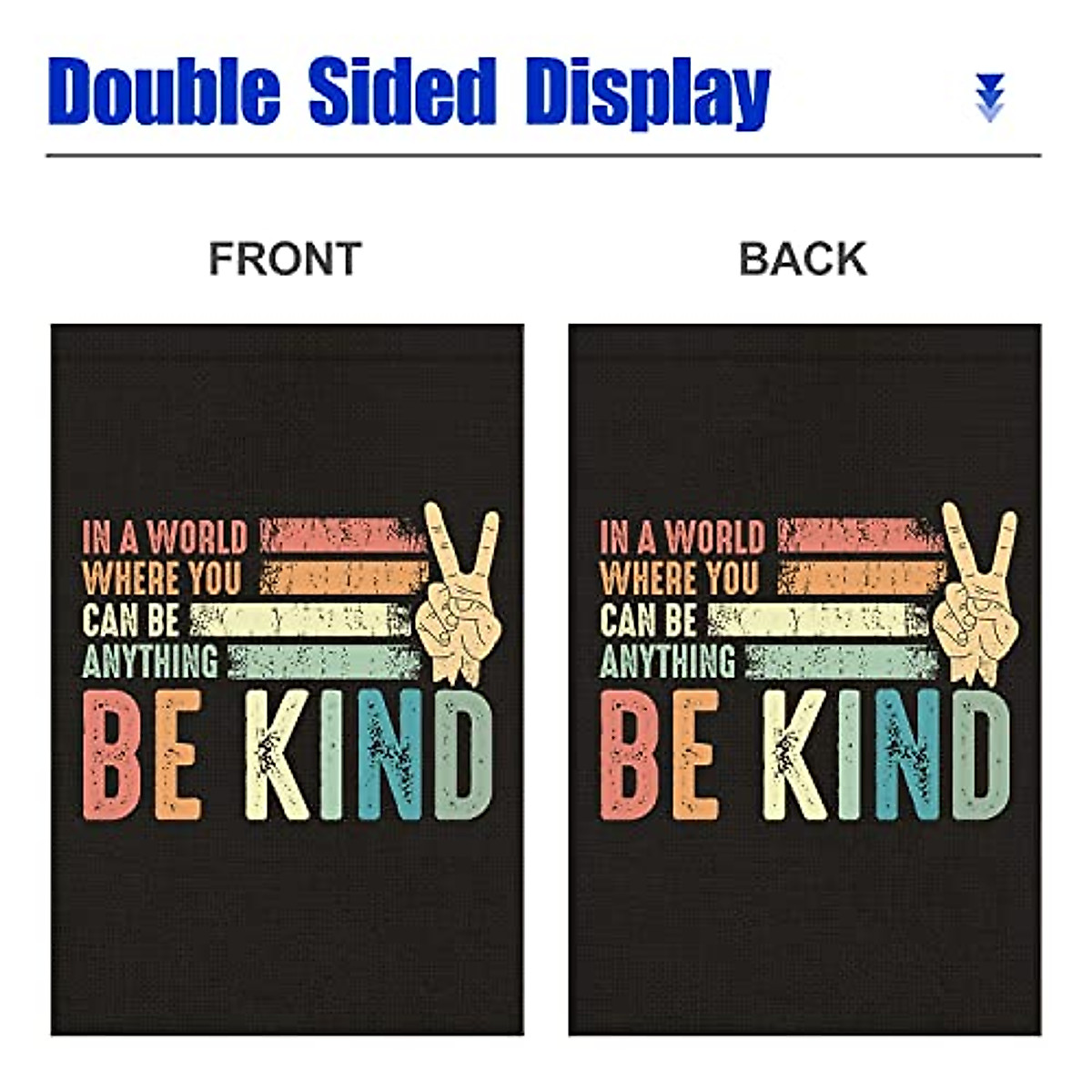 Swooflia In A World Where You Can Be Anything Garden Flag Be Kind Small Yard Flag for Outdoor Outside Decor Burlap Peace Sign Garden Banner 12x18 Inch Double Sided HYQ-260