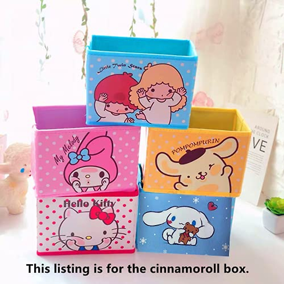 Kerr's Choice Collapsible Storage Bin Kawaii Storage Box Blue Foldable Baskets | Kawaii Office Desk Room Decoration Cute Room Decor