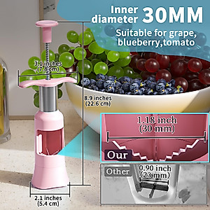 Newness Grape Cutter Tool Grape Slicer for Toddlers 1-3 Stainless Steel Kitchen Gadgets with 2 Straw Brushes & 2 Types of Slicing Cherry Grape Quarter Cutter Tomato Slicer tool baby Fruit Cutter(Pink)
