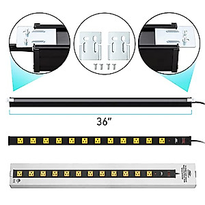 CRST Long Power Strip, 12-Outlet Heavy Duty Surge Protector Metal Power Bar with Wide Spaced 1800 Joules Protection 15A Circuit Breaker Mounting Brackets 6FT Extension Cord…