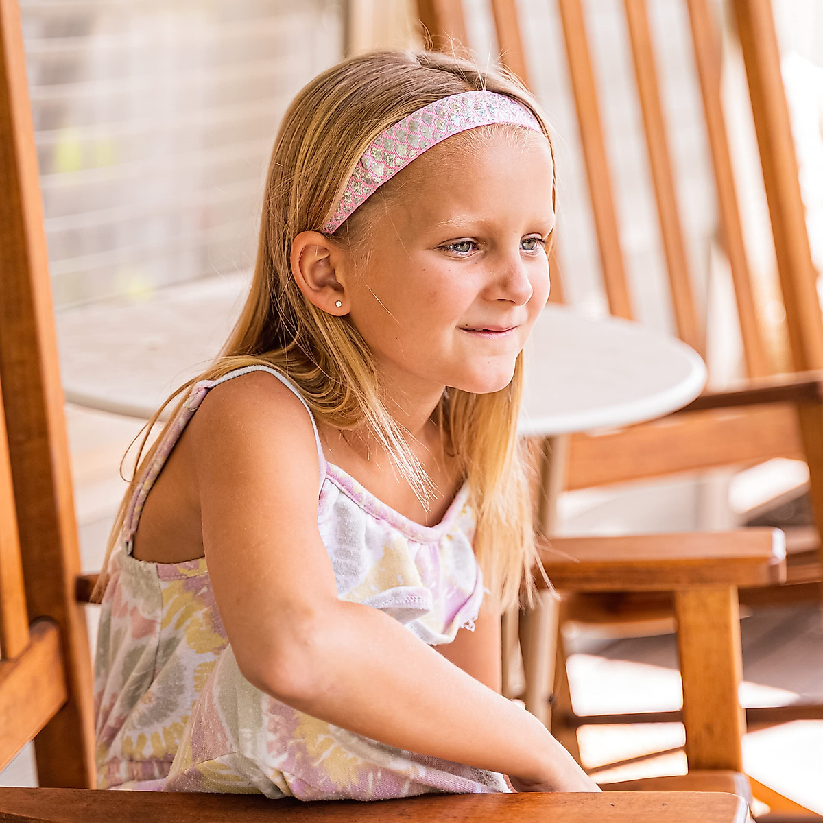 FROG SAC 6 Mermaid Elastic Headbands for Girls, Adjustable Non Slip Headband Hair Accessories for Kids, Stretch No Slip Head Bands for Preteen, Girl Mermaids Birthday Party Favors