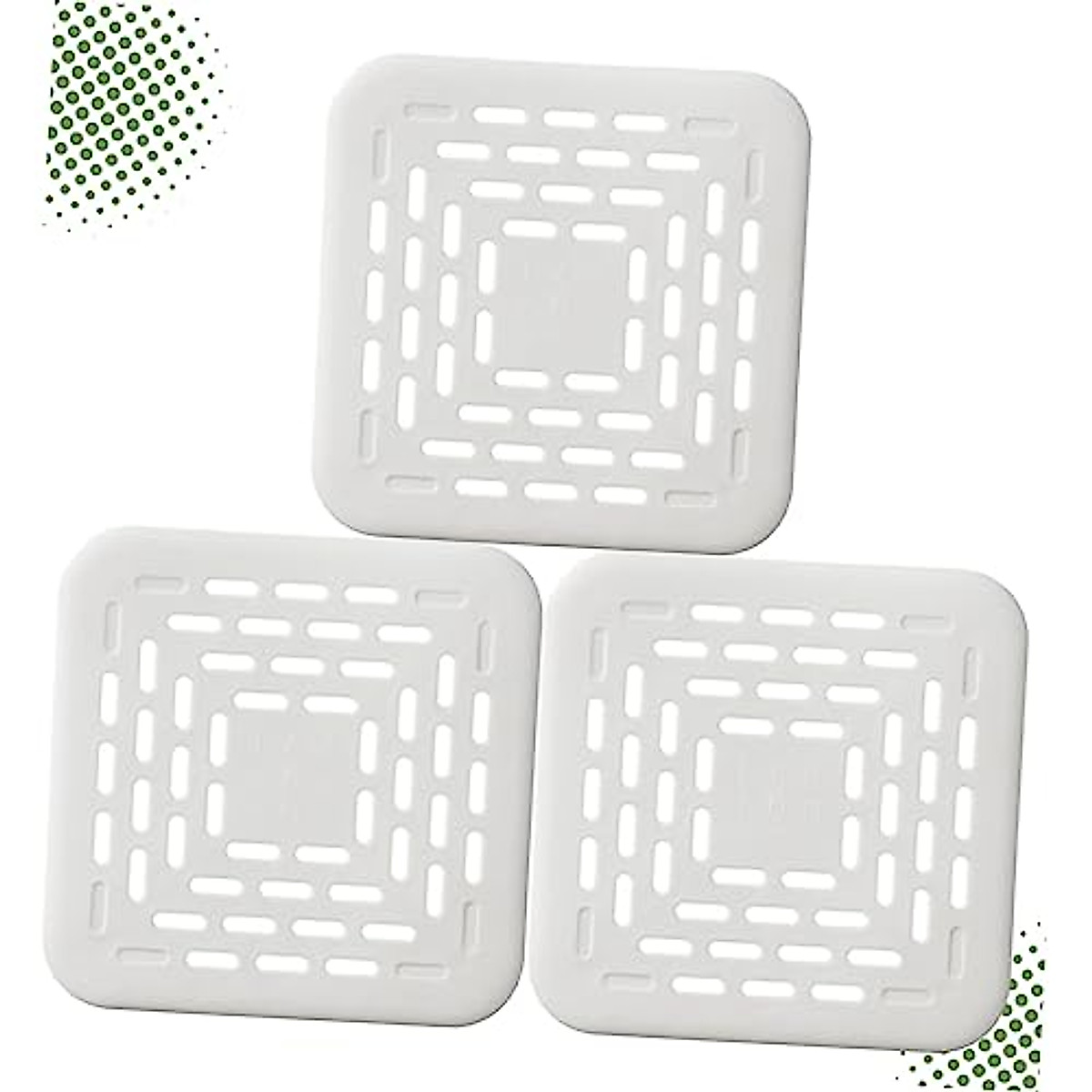 Gadpiparty 9 Pcs Bathtub Strainer Tub Stopper Shower Kitchen Sink Strainer Sink Drainage Filter Silicone Drain Covers Bath Tub Drain Square Stickers White Hair Kitchen Supplies