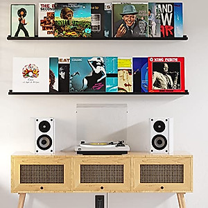 You Have Space Lagos 60" Picture Ledge Shelf for Living Room Decor, Office Decor and Farmhouse Kitchen Decor, Black Set of 2