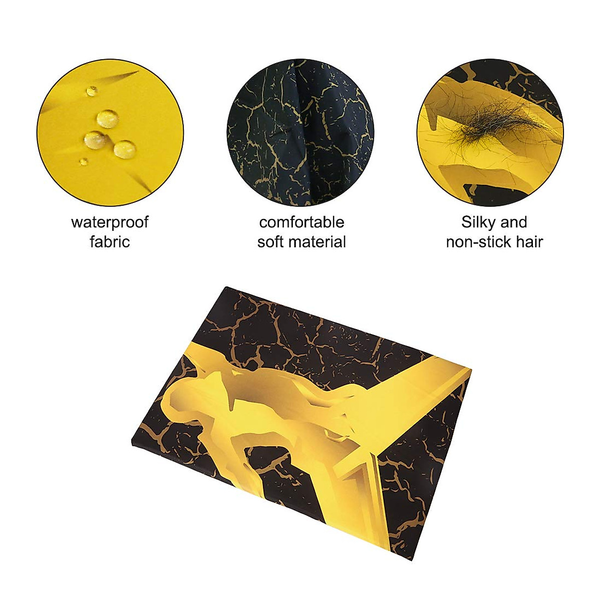 BARBER PRO Barber Cape, Hair Cutting Cape with Snap Closure, Professional Salon Polyester Cape, Barber Hairdressing Cape - Waterproof Adjustable Snap for Hairstylists, 50 x 60 inches (Gold)